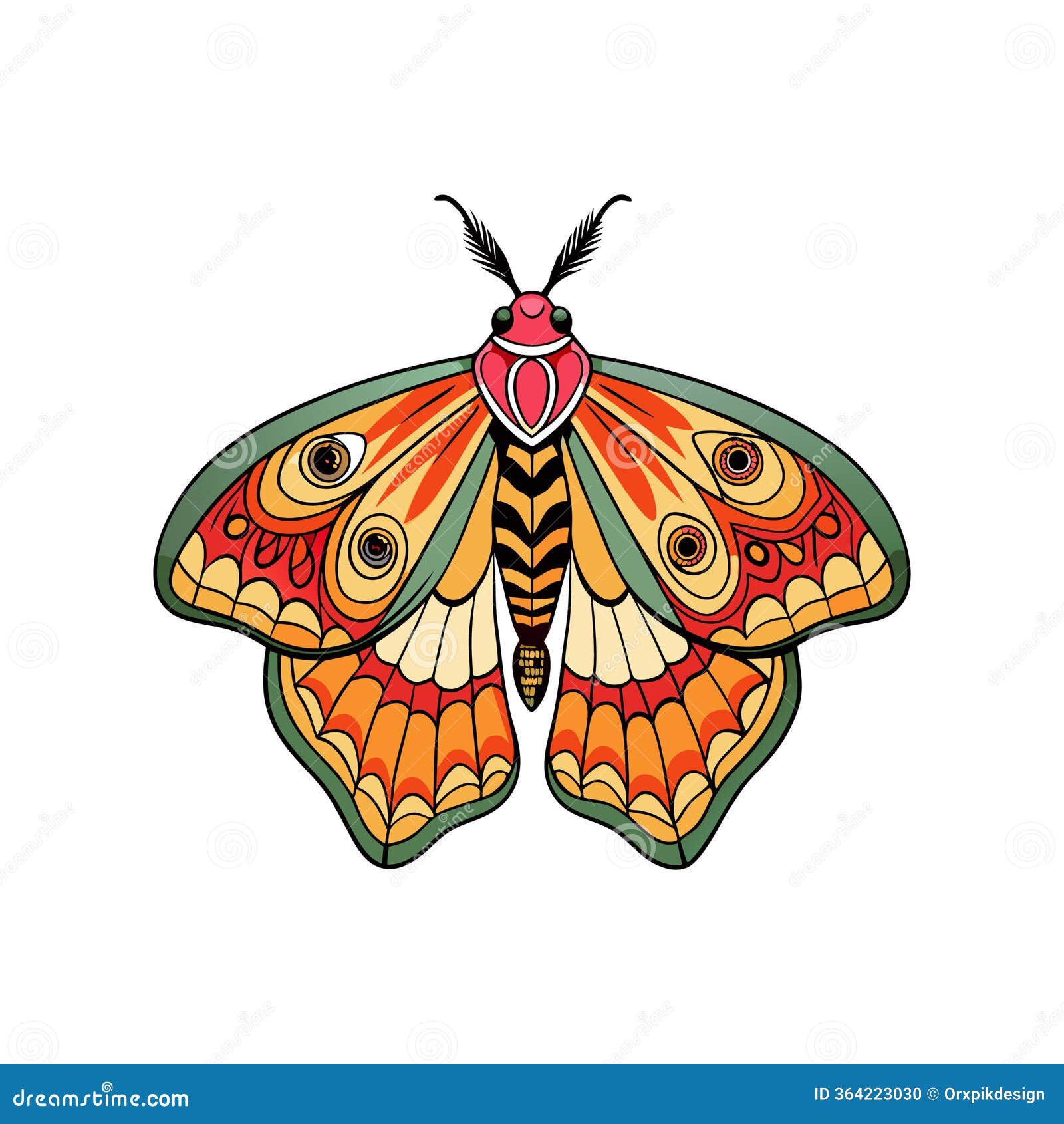 Empress Moth Coloring Page For Kids Vector Illustration | CartoonDealer ...