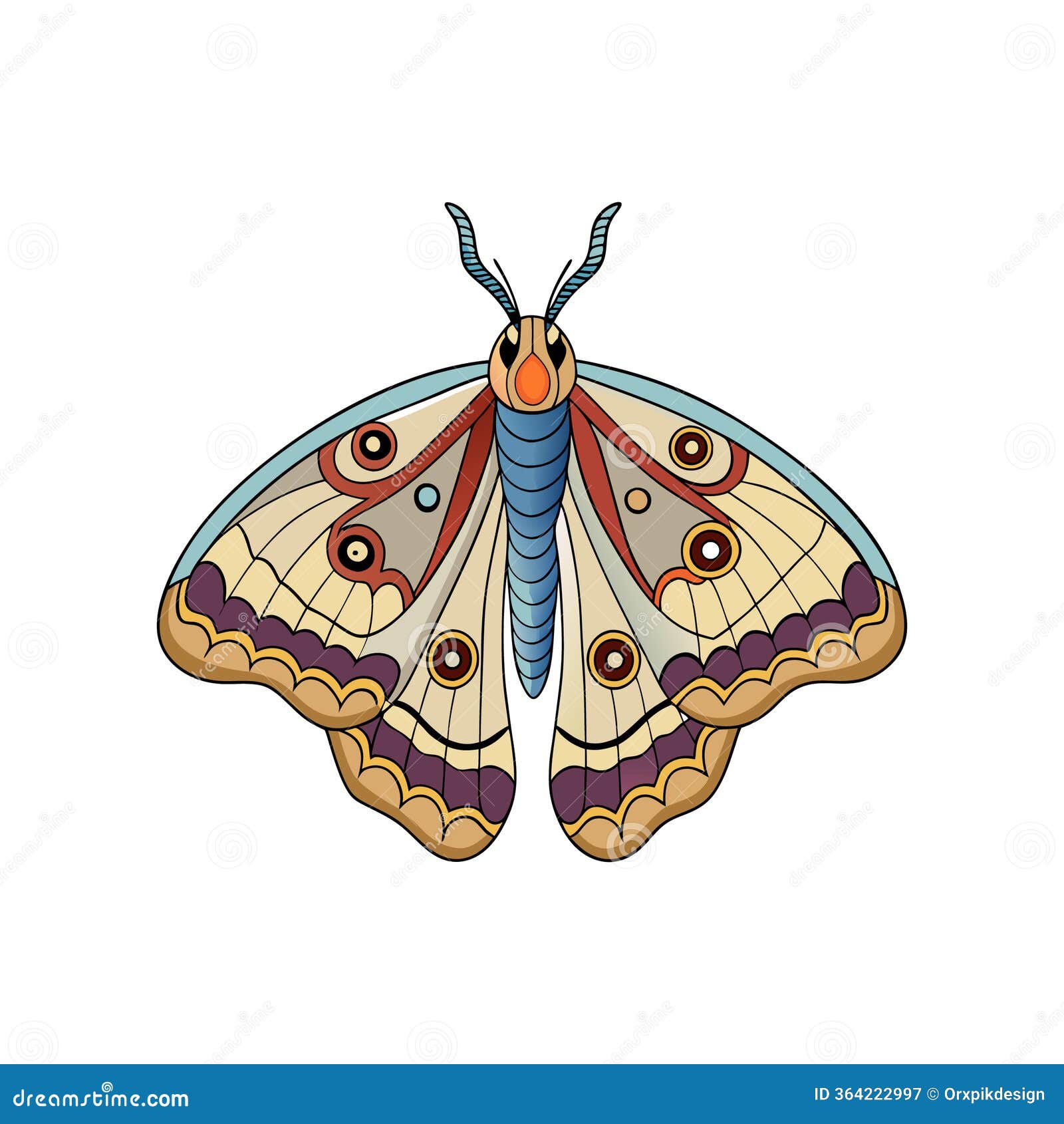 Empress Moth Coloring Page For Kids Vector Illustration | CartoonDealer ...