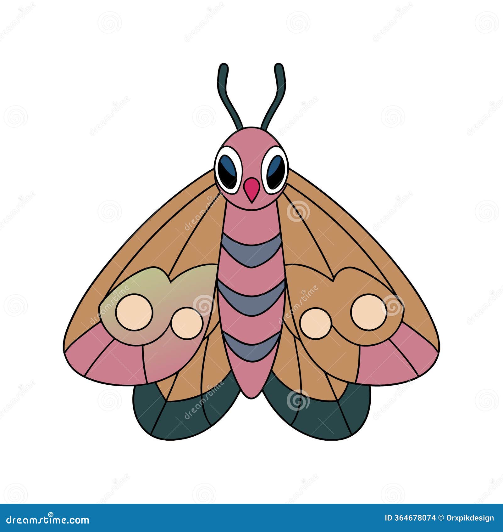 Empress Moth Coloring Page For Kids Vector Illustration | CartoonDealer ...