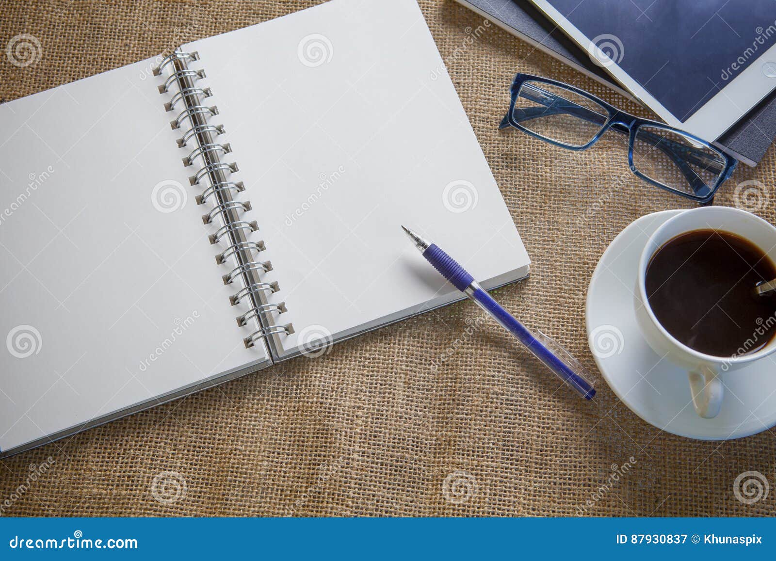 Empt White Paper Diary on Coffee Table Stock Image - Image of memory ...