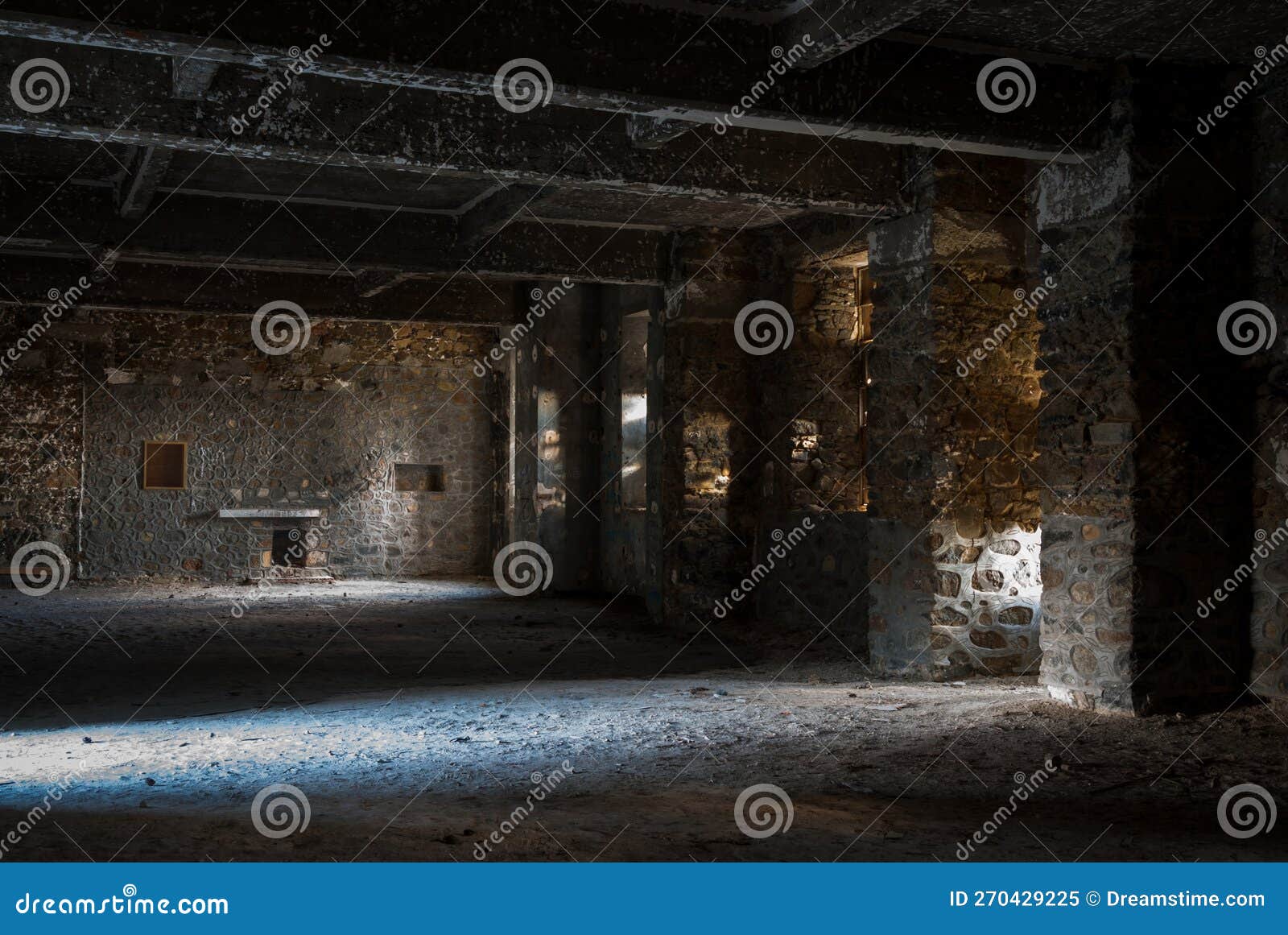 Empty Abandoned Creepy Deserted Room with Bright Sun Lights Entering ...