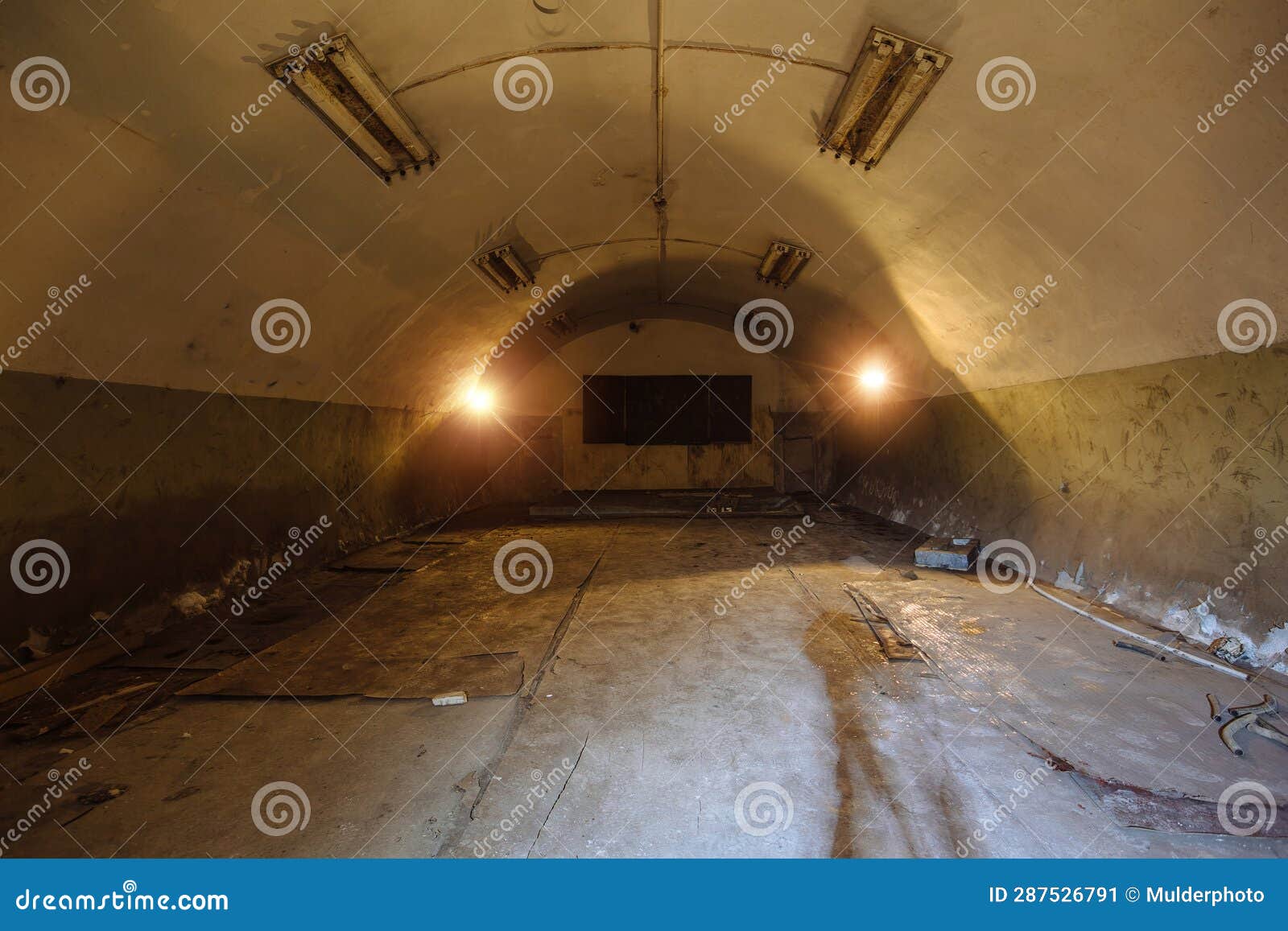 Empty Abandoned Underground Hall in Bunker Stock Image - Image of ...