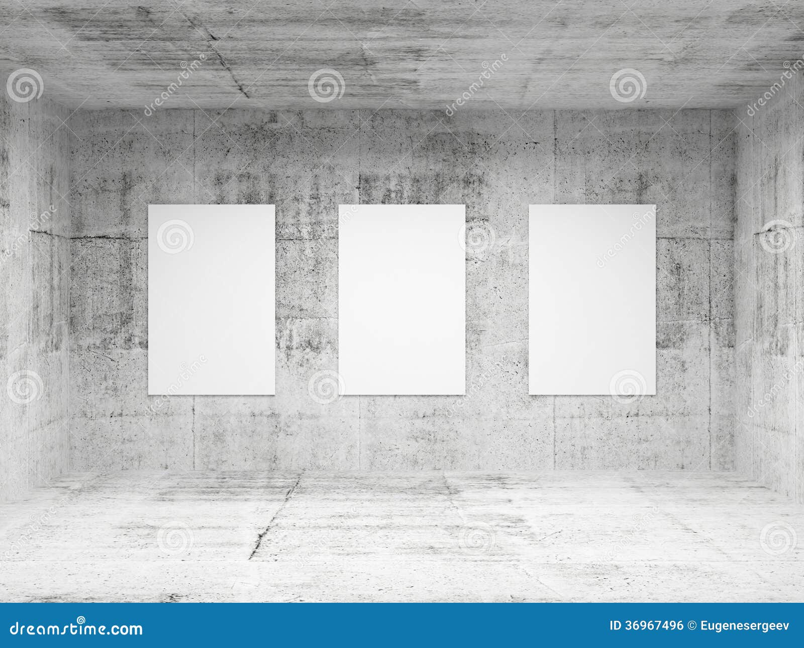 Empty Abstract Art Gallery Concrete Interior Stock Illustration ...