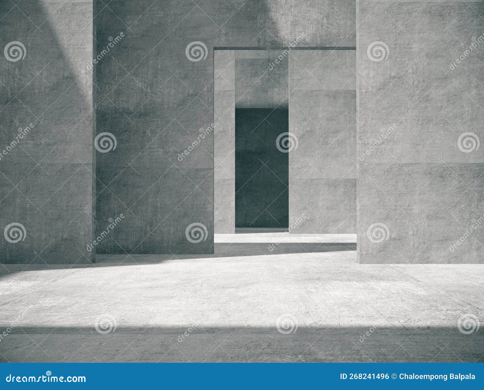 Empty Abstract Concrete Room and Lateral Lights. Stock Illustration ...