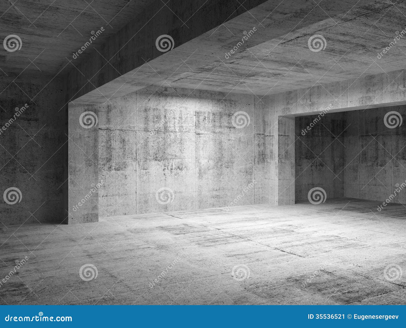 Empty Abstract Dark Concrete Room Interior Stock Illustration ...