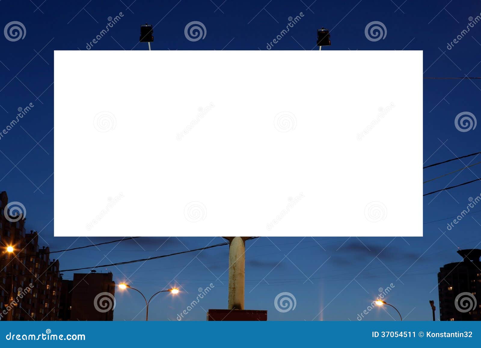 Empty Ad Roadside Billboards at Evening in City. Stock Image - Image of ...