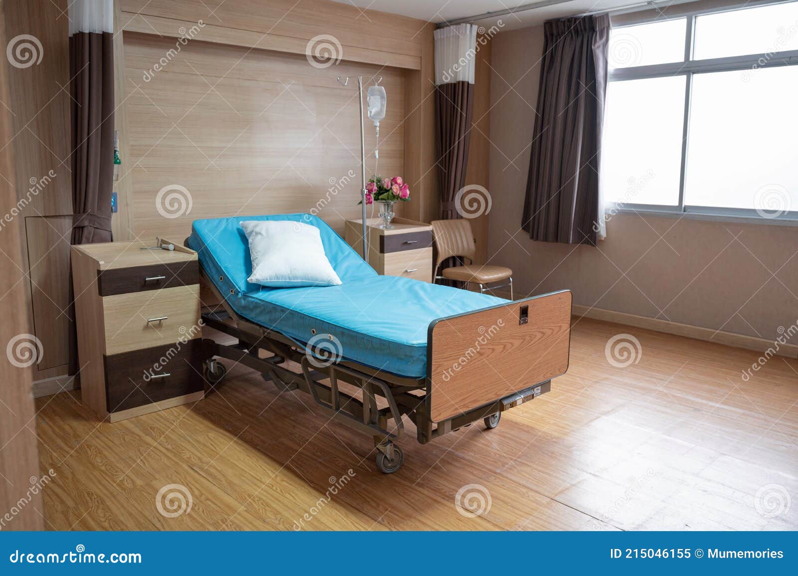 Empty Adjustable Patient`s Bed In Hospital Room For Medical Treatment ...