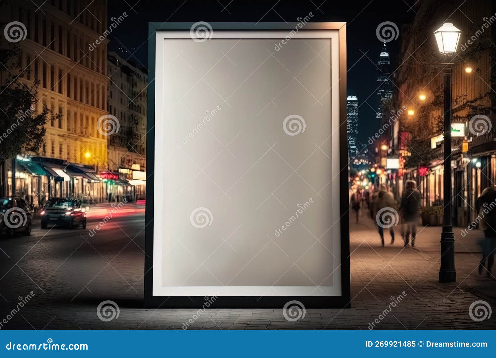 Empty Advertising Billboard Urban Mockup at Night City Stock Image ...