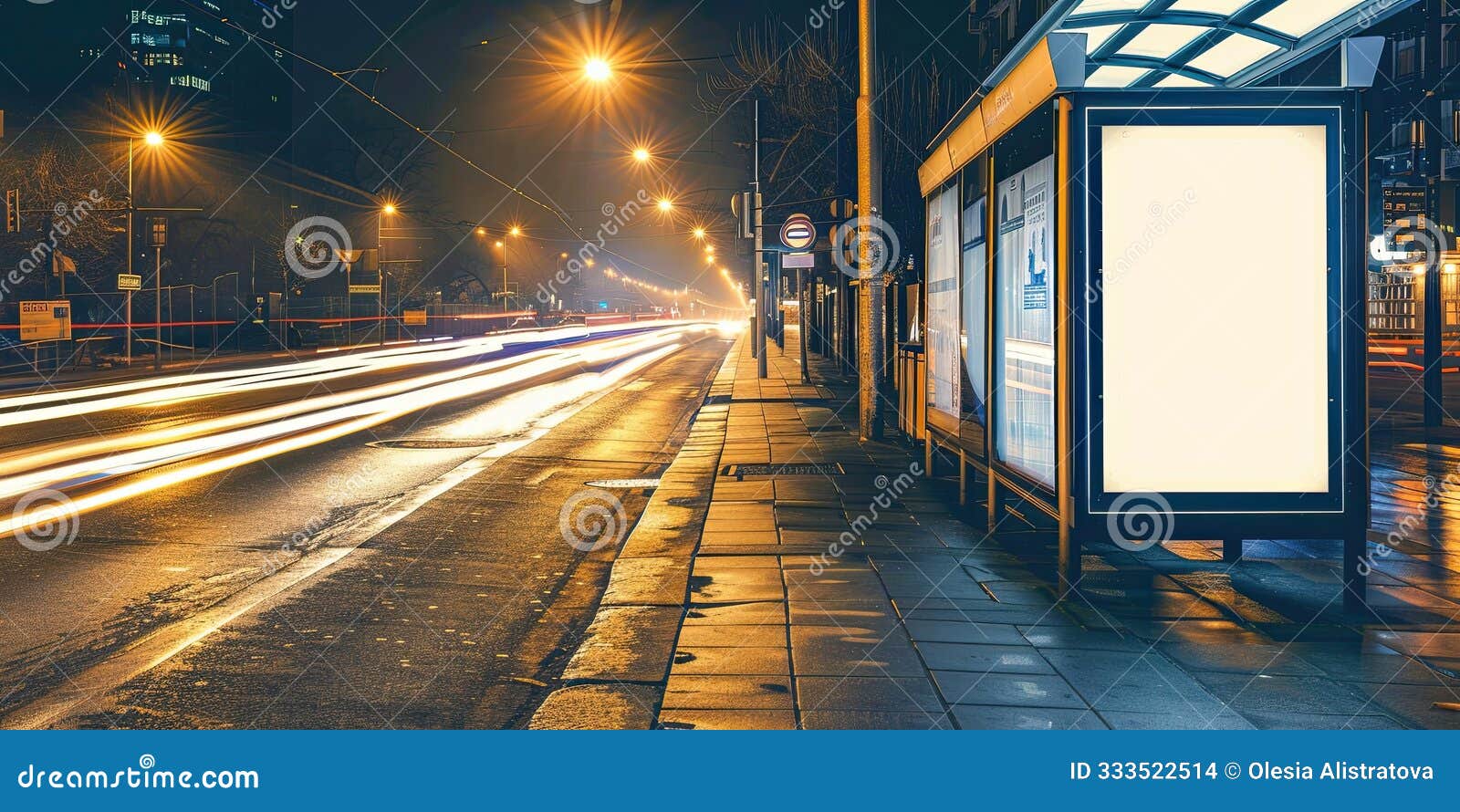 Empty Advertising Panel Night City Background Stock Illustration ...
