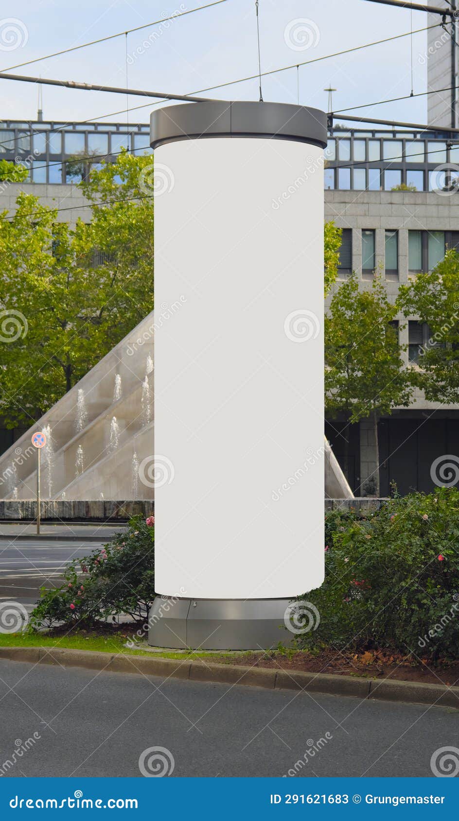 Empty Advertising Pillar in a City with Grey Free Copy Space, Promotion ...