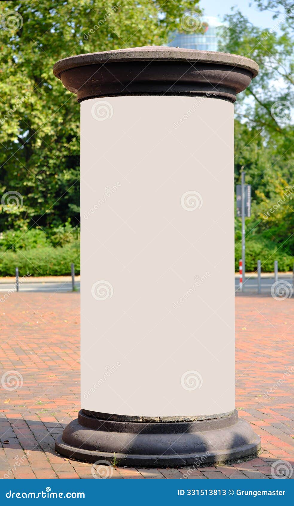 Empty Advertising Pillar in a City with Grey Free Copy Space, Promotion ...