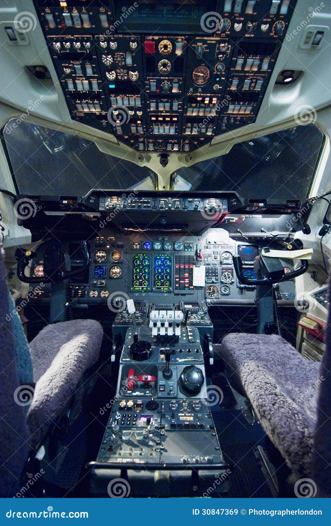 Empty Cockpit Pilot Airplane Top View Isolated On White Royalty-Free ...