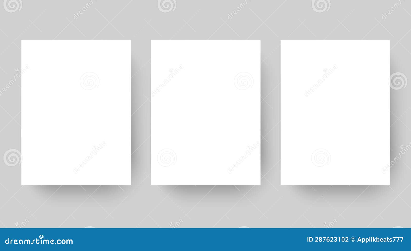 Empty Affiche Mockup Copy. Blank White Paper Sheet Template Set ...