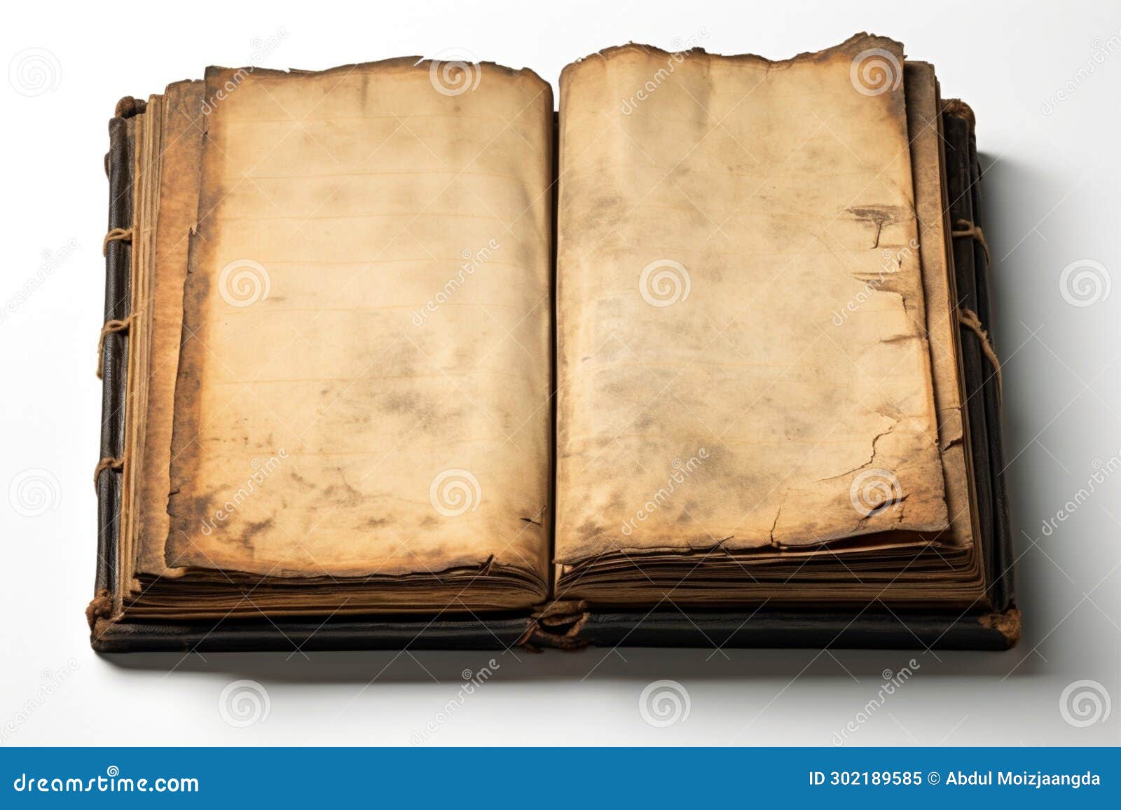 Empty, Aged Book Pages on Display, Set Against a White Surface Stock ...