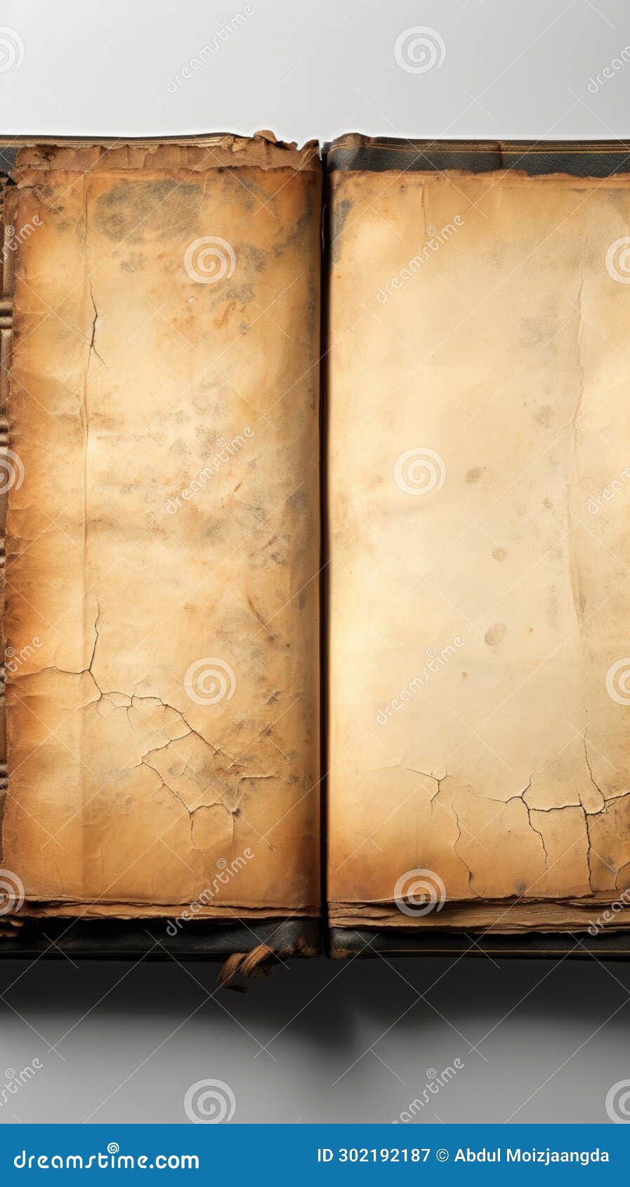 Empty, Aged Book Pages on Display, Set Against a White Surface Stock ...