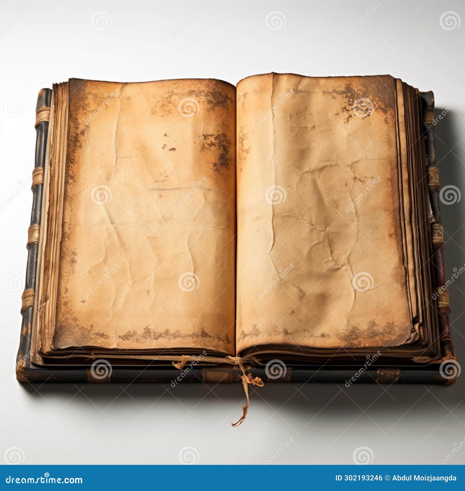 Empty, Aged Book Pages on Display, Set Against a White Surface Stock ...