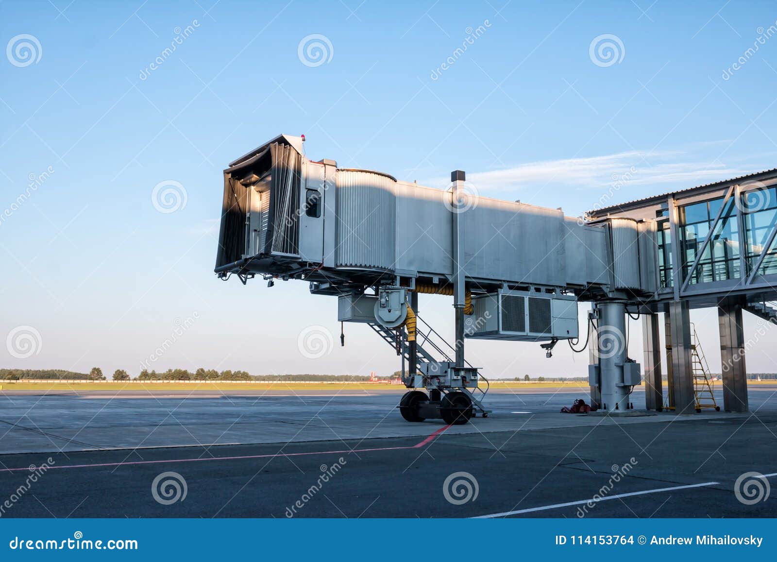 Empty Air Bridge at the Airport Apron Stock Photo - Image of gate ...