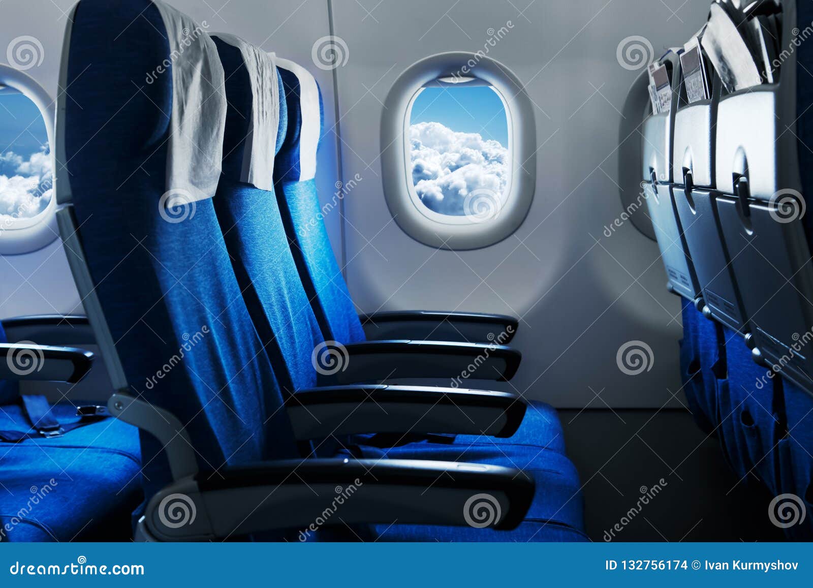 Empty Air Plane Seats. Airplane Interior Stock Photo - Image of ...