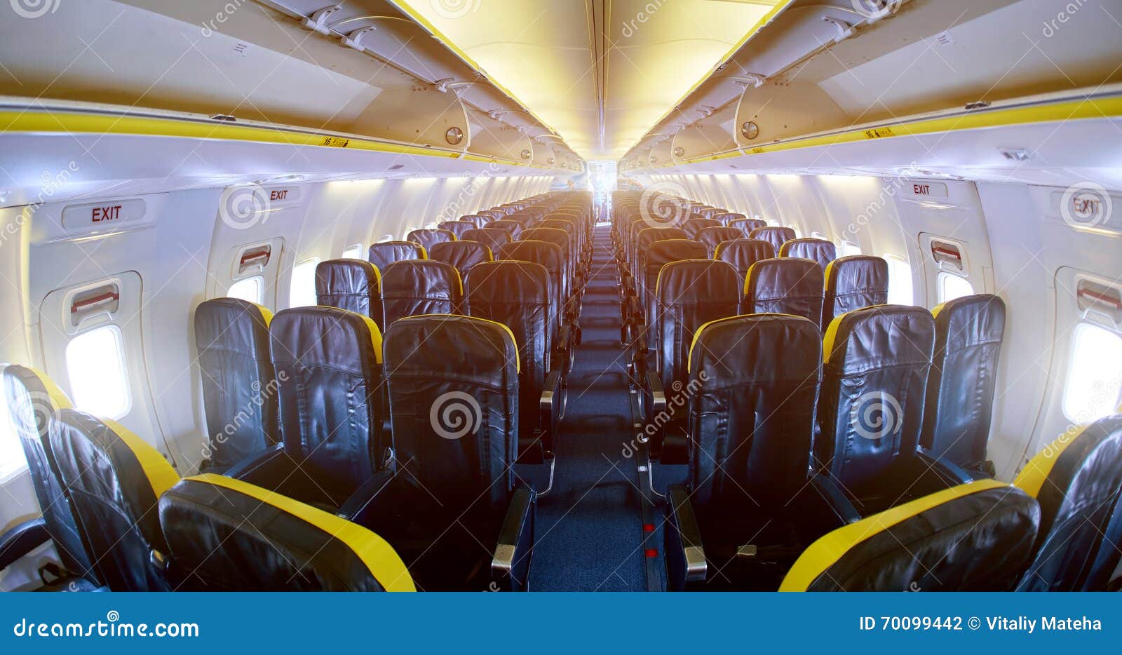 Empty aircraft cabin stock photo. Image of people, board - 70099442