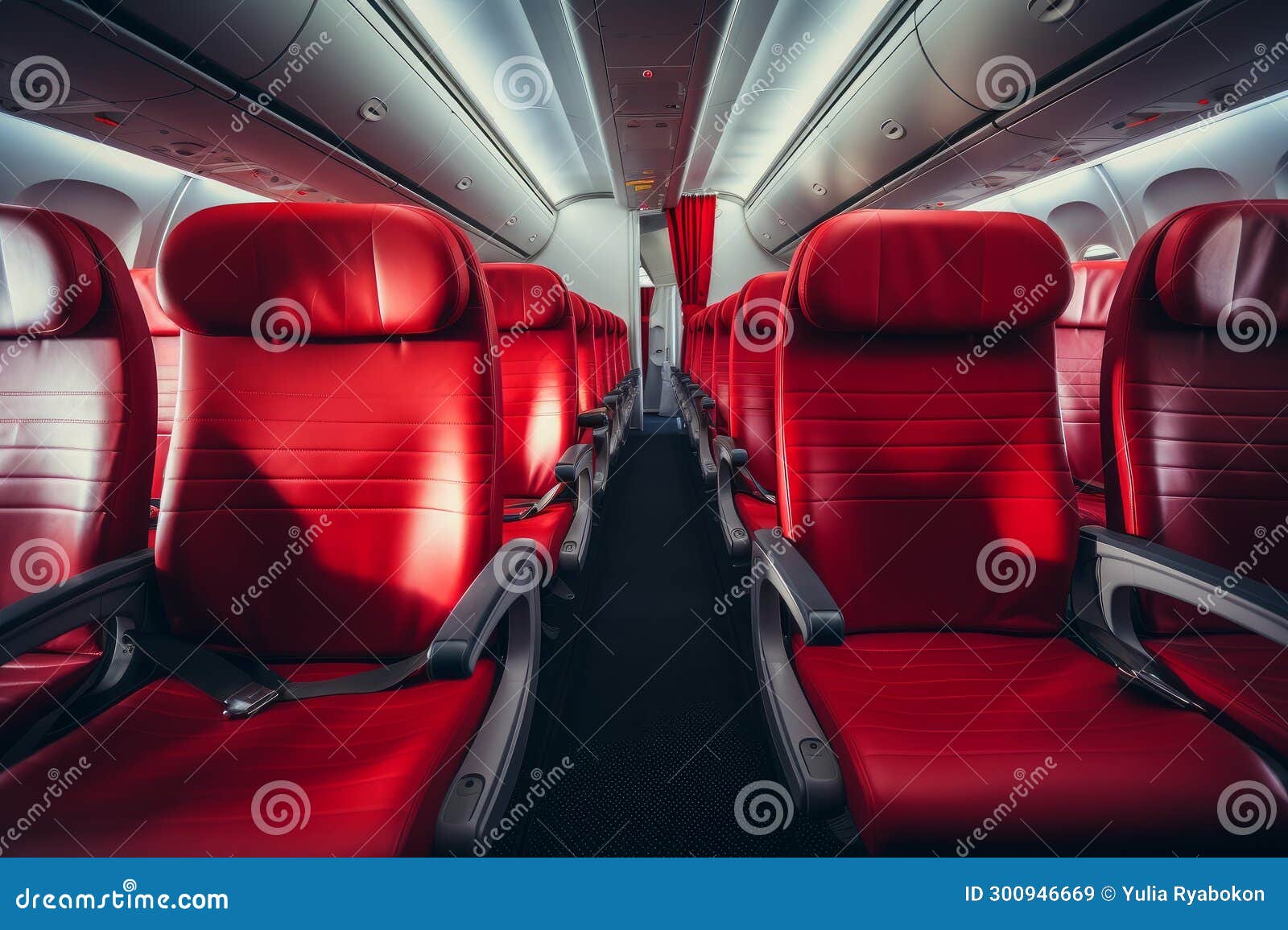 Empty Aircraft Red Interior. Generate Ai Stock Image - Image of ...
