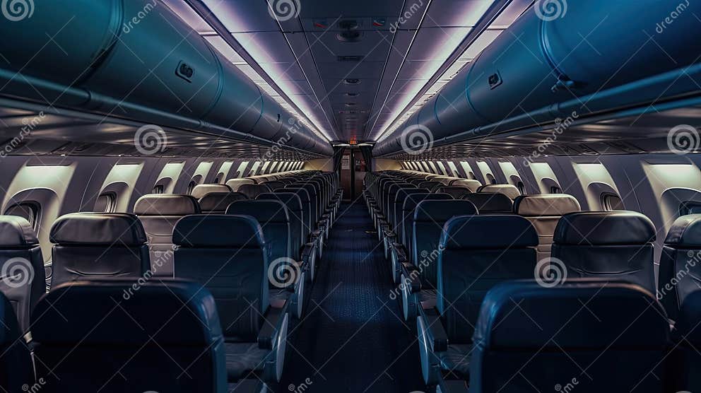 Empty Aircraft Seats. Interior of Passenger Plane Stock Photo - Image ...
