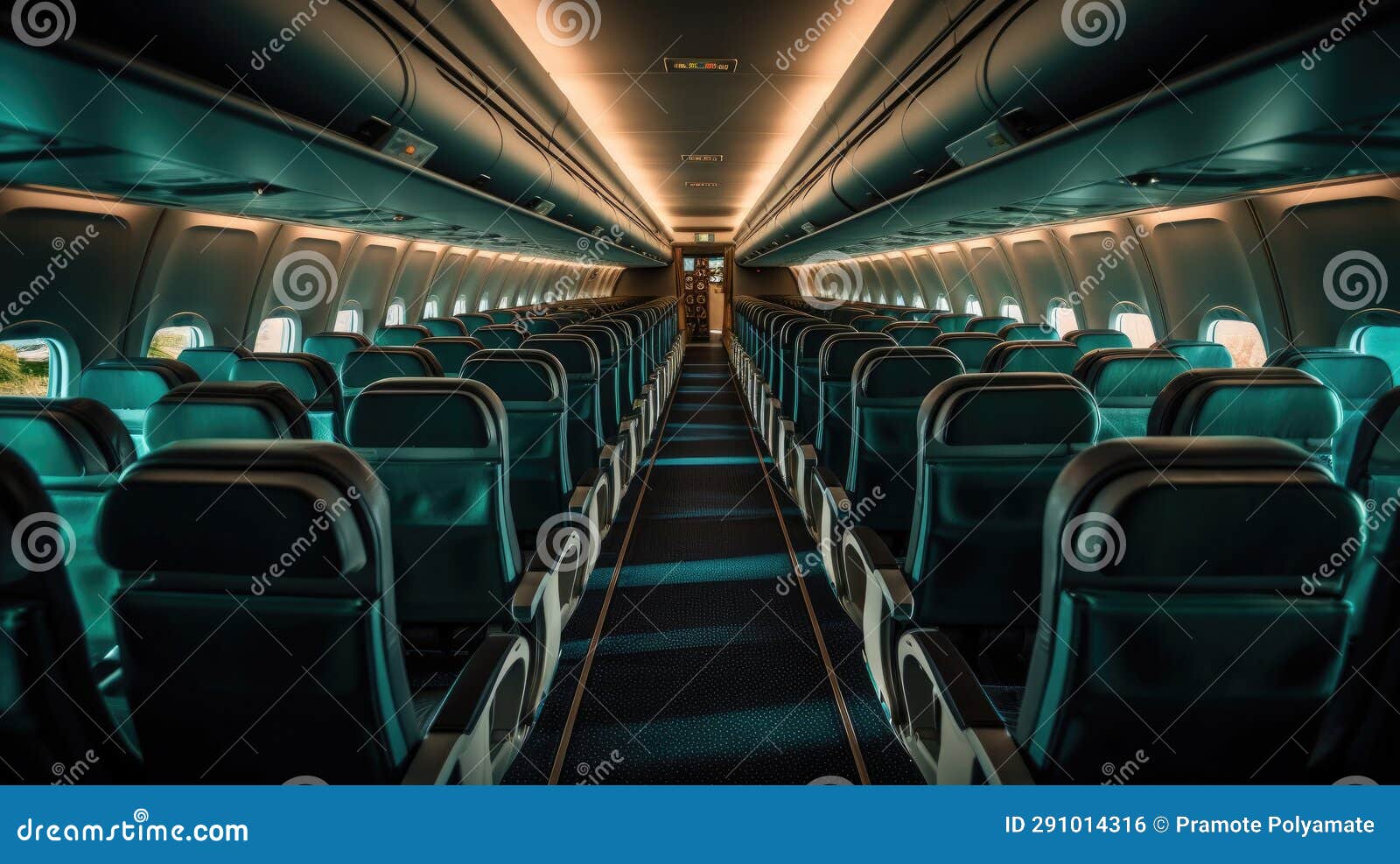 Empty Aircraft Seats. Interior of Passenger Plane Stock Photo - Image ...