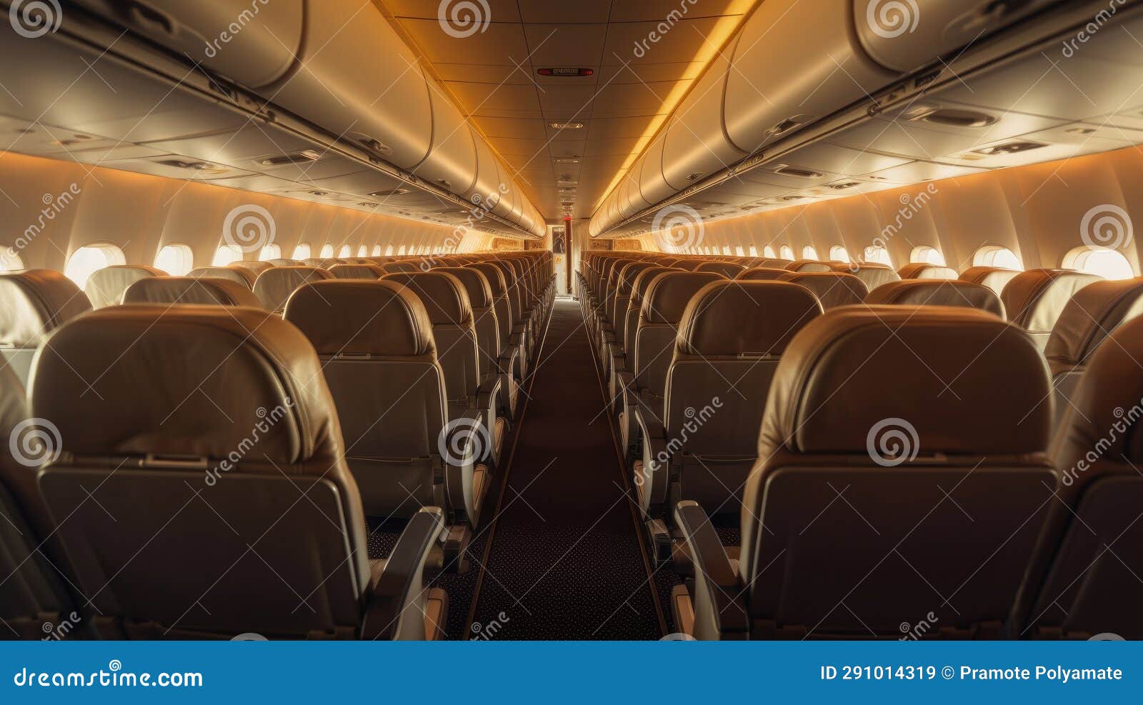 Empty Aircraft Seats. Interior of Passenger Plane Stock Image - Image ...
