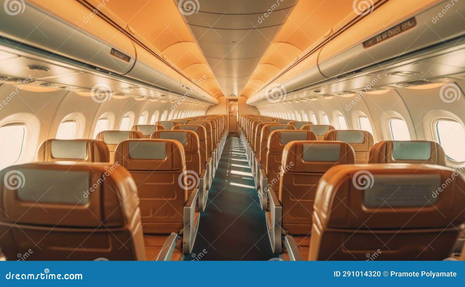 Empty Aircraft Seats. Interior of Passenger Plane Stock Photo - Image ...