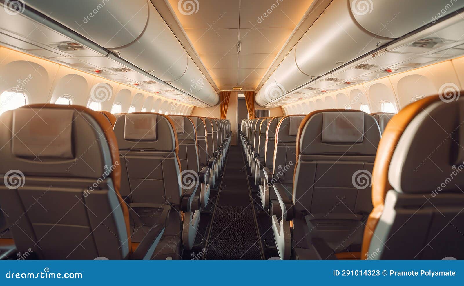 Empty Aircraft Seats. Interior of Passenger Plane Stock Image - Image ...