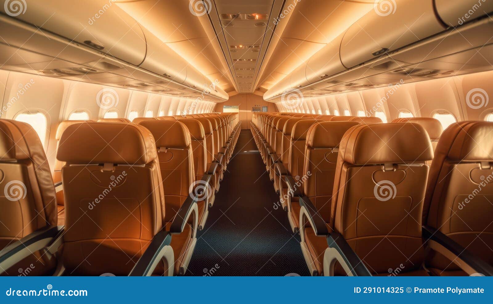 Empty Aircraft Seats. Interior of Passenger Plane Stock Image - Image ...