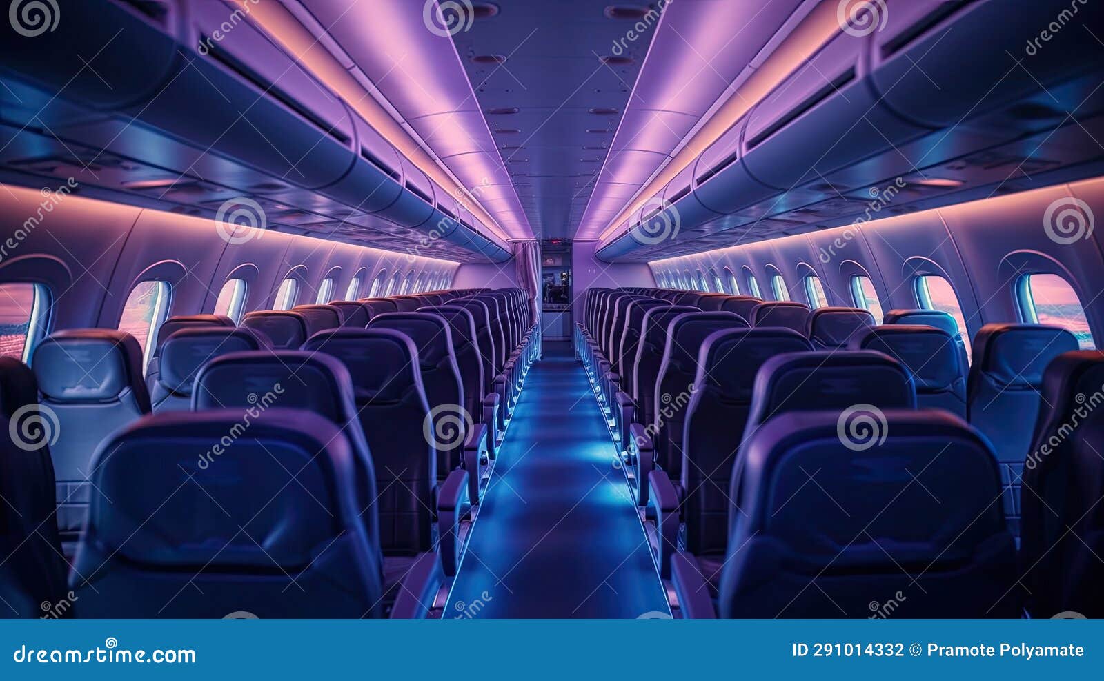 Empty Aircraft Seats. Interior of Passenger Plane Stock Photo - Image ...