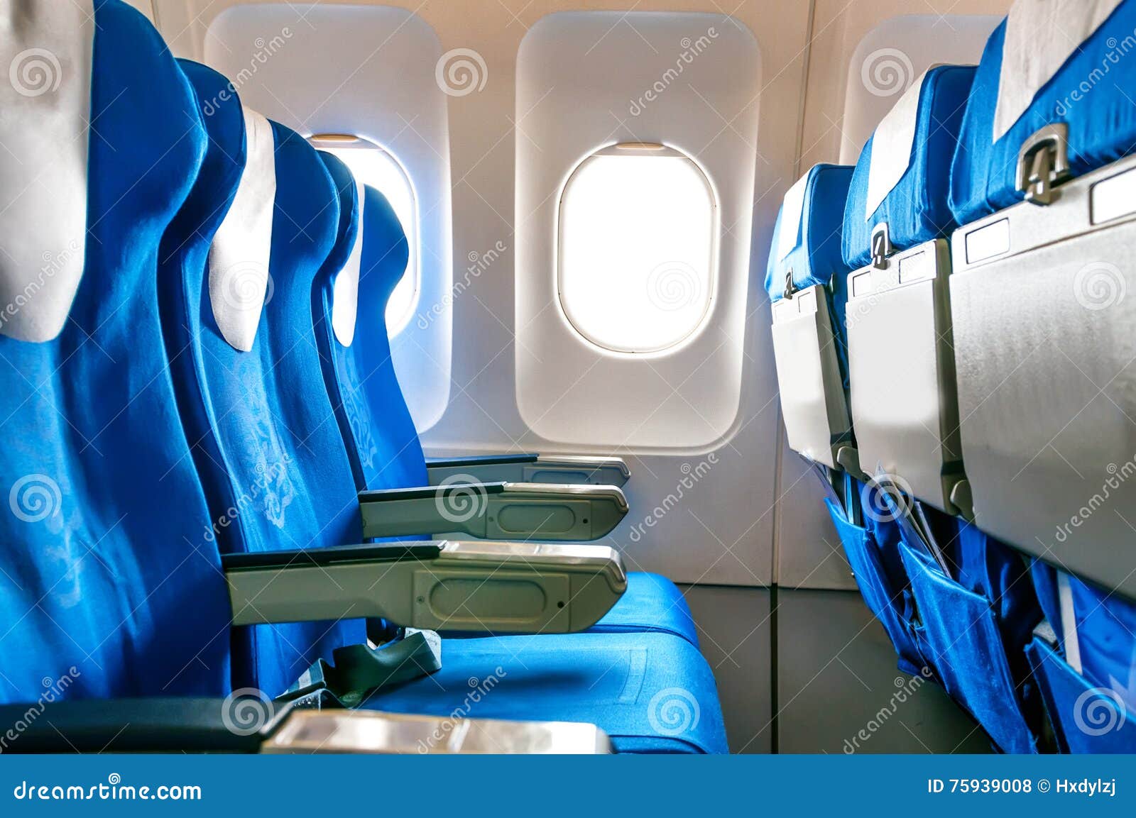 Empty Aircraft Seats and Windows.in Shanghai Stock Photo - Image of ...