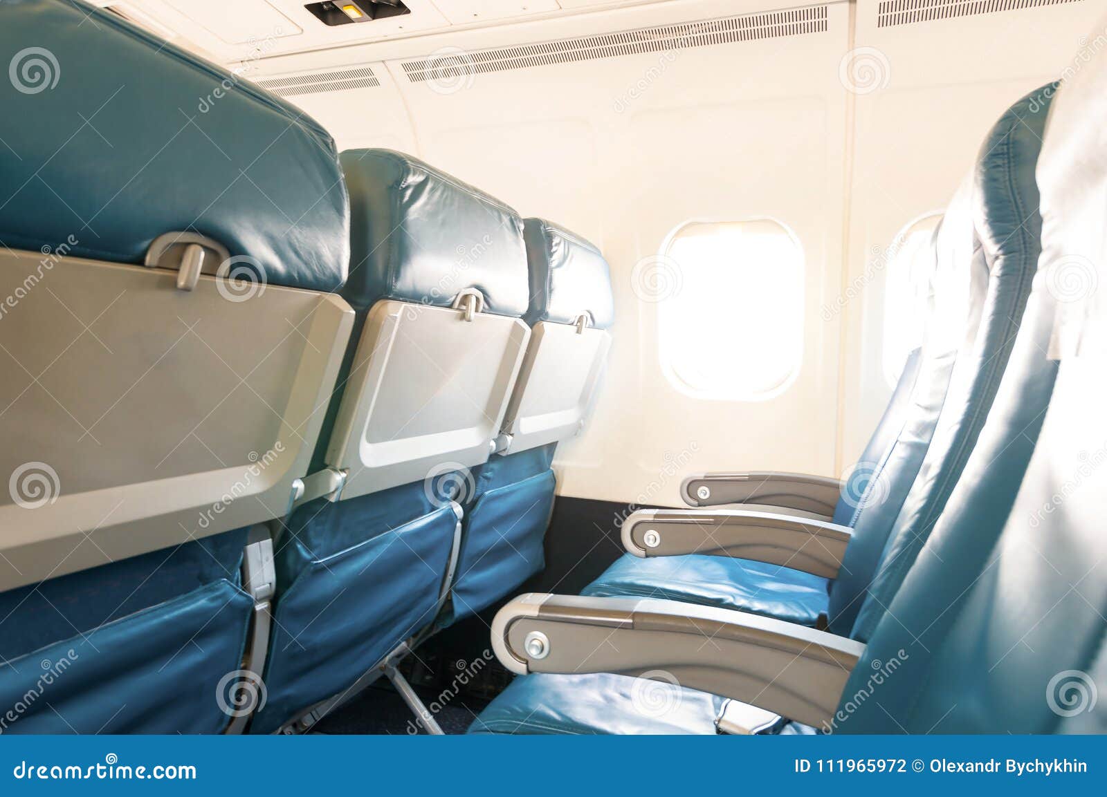Empty Aircraft Seats and Windows. Travel Background Stock Photo - Image ...