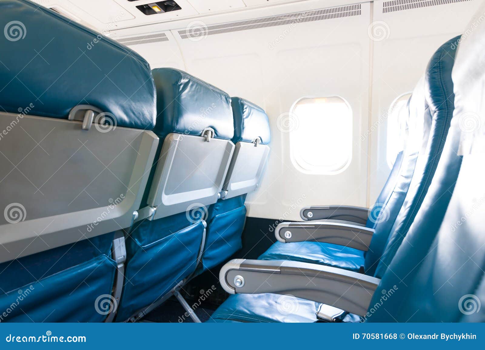 Empty Aircraft Seats and Windows. Travel Background Stock Photo - Image ...