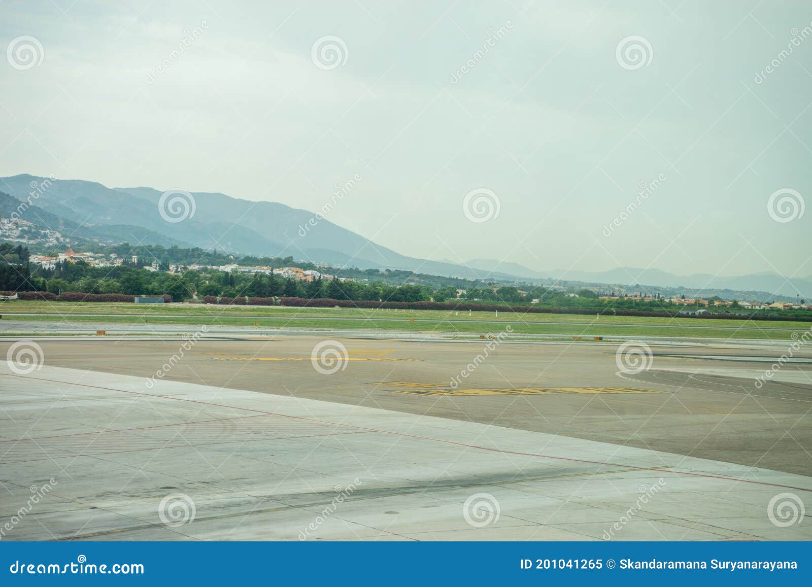 An Empty Airfield with a Hills in the Background at Malaga, Spain Stock ...