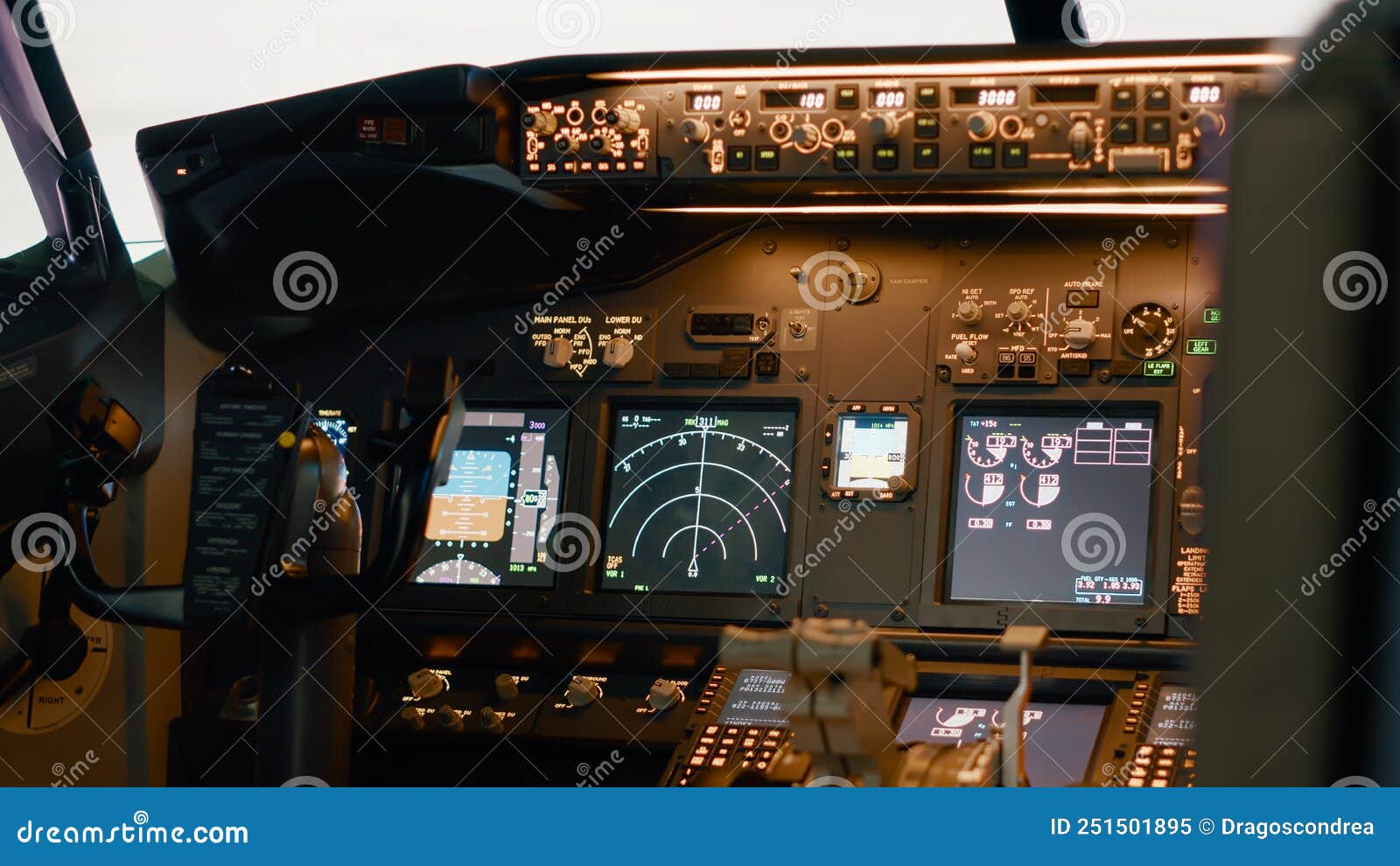 Empty Airplane Cockpit with Dashboard Command To Throttle Engine Stock ...