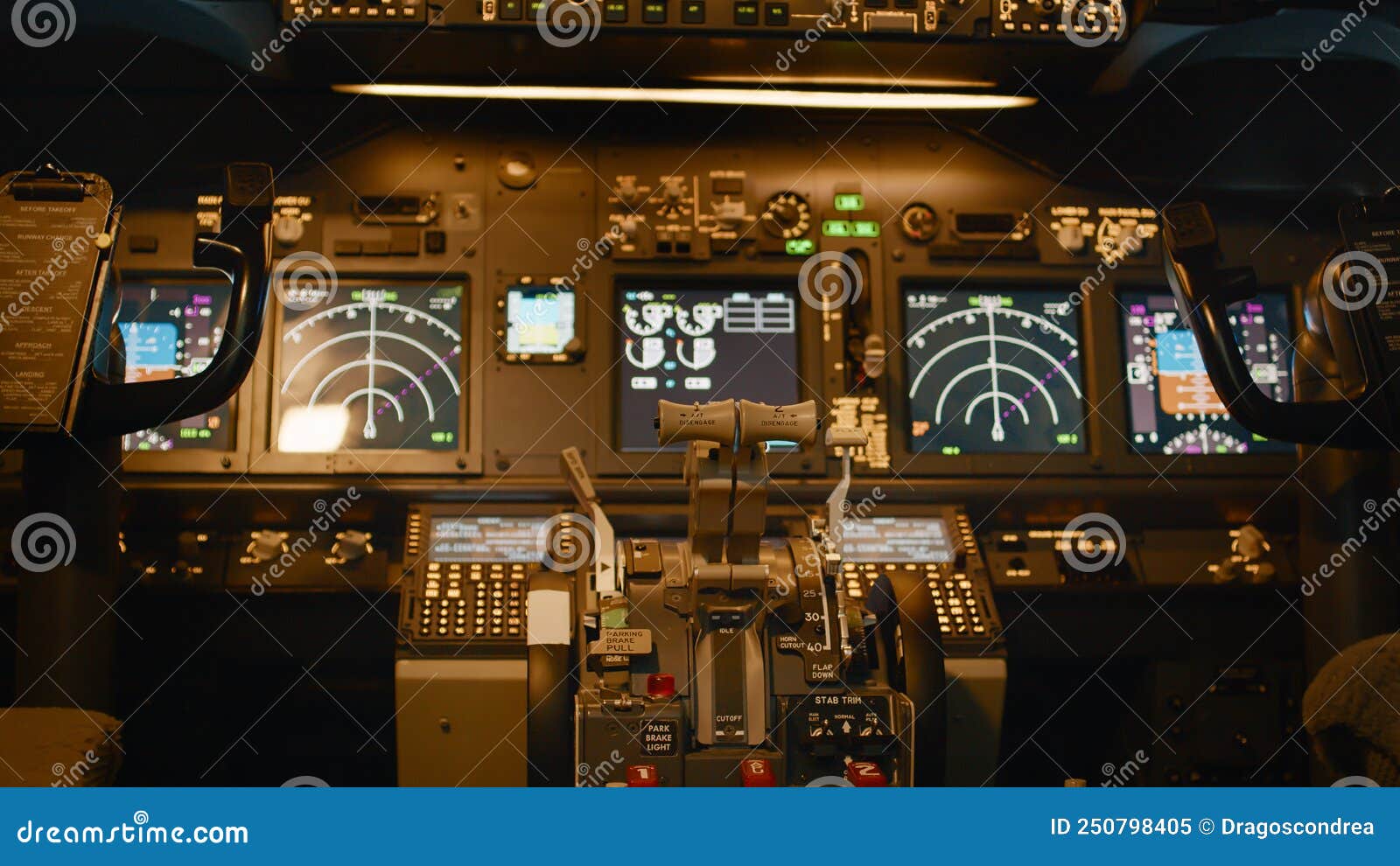 Empty Airplane Cockpit with Dashboard Navigation To Takeoff Stock Image ...