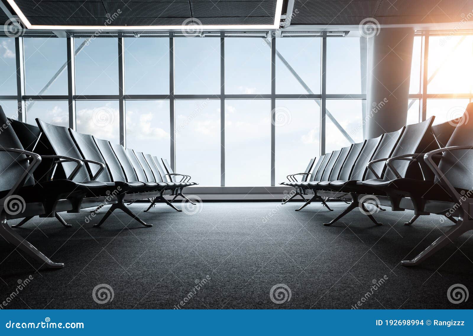 Empty Airport Terminal Due To Coronavirus Pandemic And Suspended ...