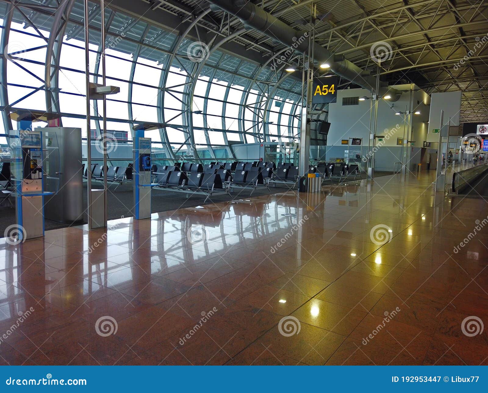 Empty Airport Terminal Waiting Area Stock Image - Image of plane ...