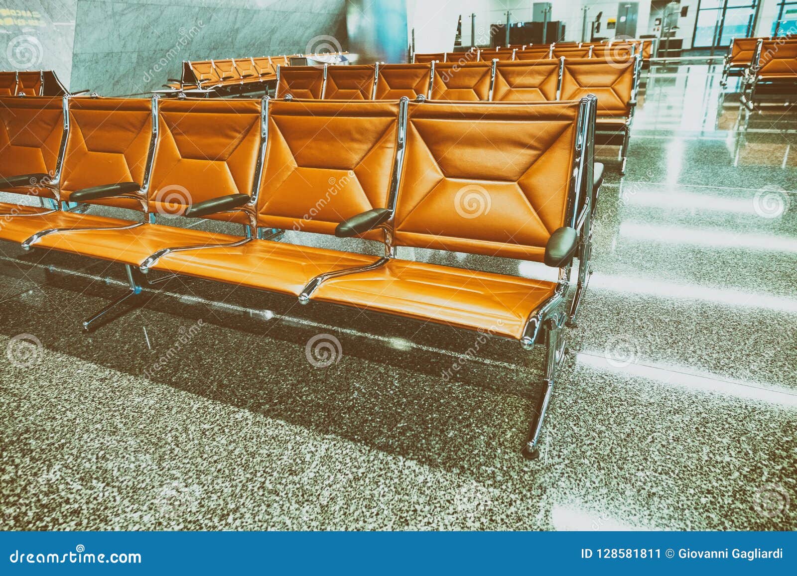 Empty Airport Terminal Waiting Area with Chairs Stock Image - Image of ...