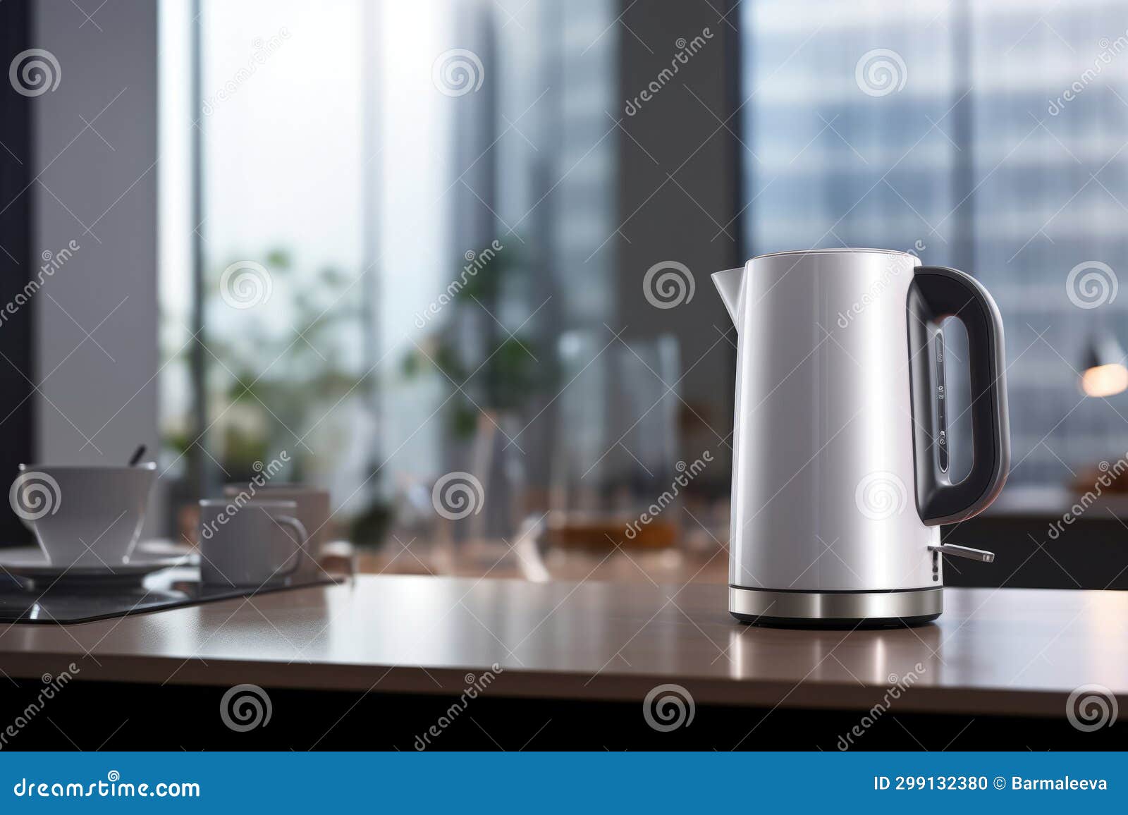 Empty Airy Kitchen Interior and Modern Electric Kettle. Generative AI ...