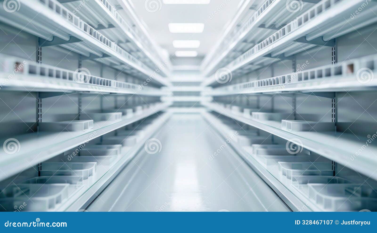 Empty Aisle with Shelves in Warehouse. Generative Ai Stock Illustration ...