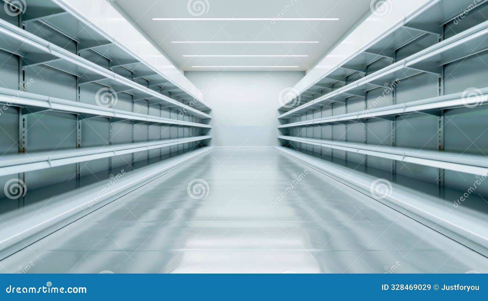 Empty Aisle with Shelves in Warehouse. Generative Ai Stock Illustration ...