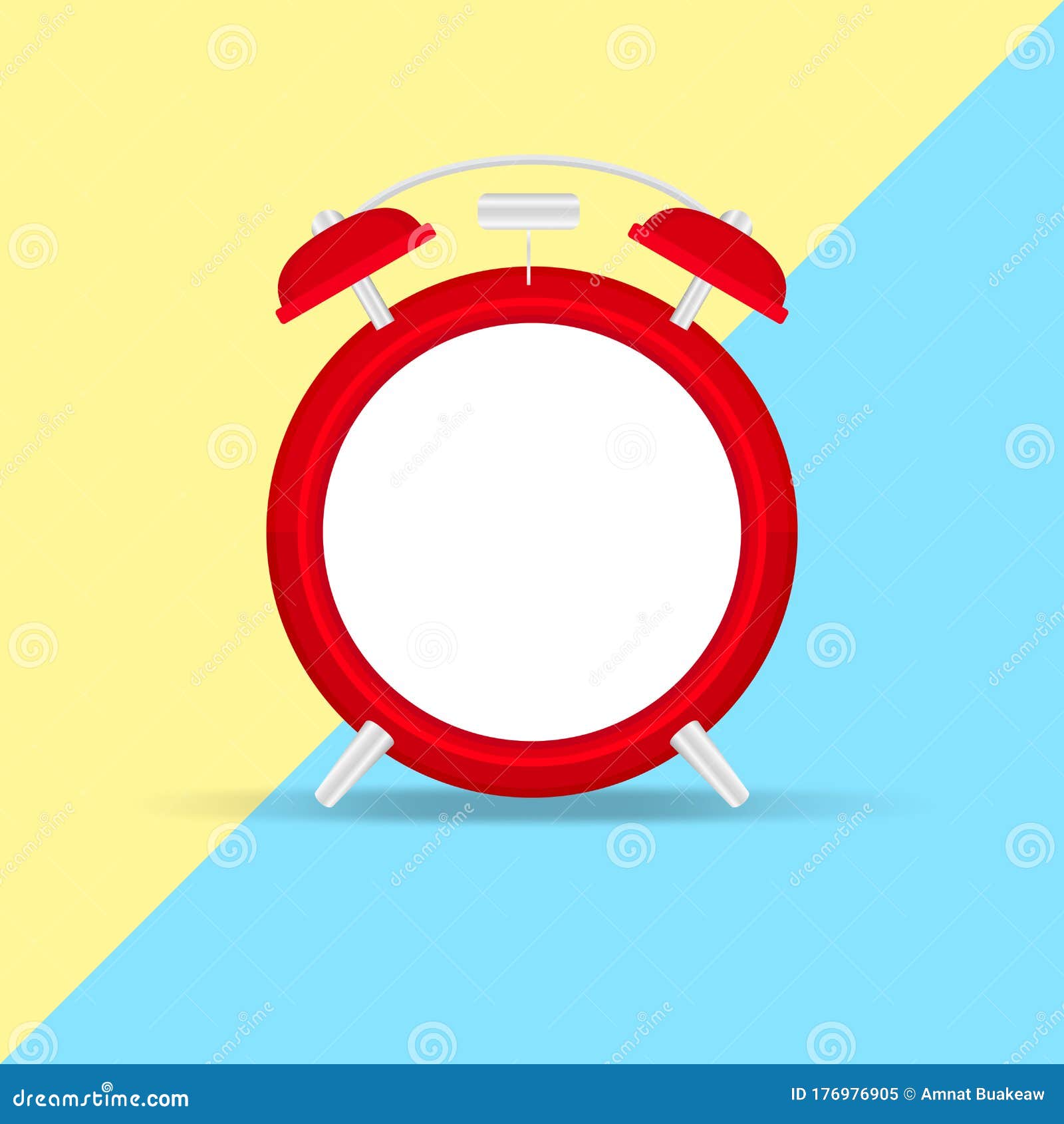 Empty Alarm Clock for Copy Space, Red Alarm Clock Template on Minimal ...