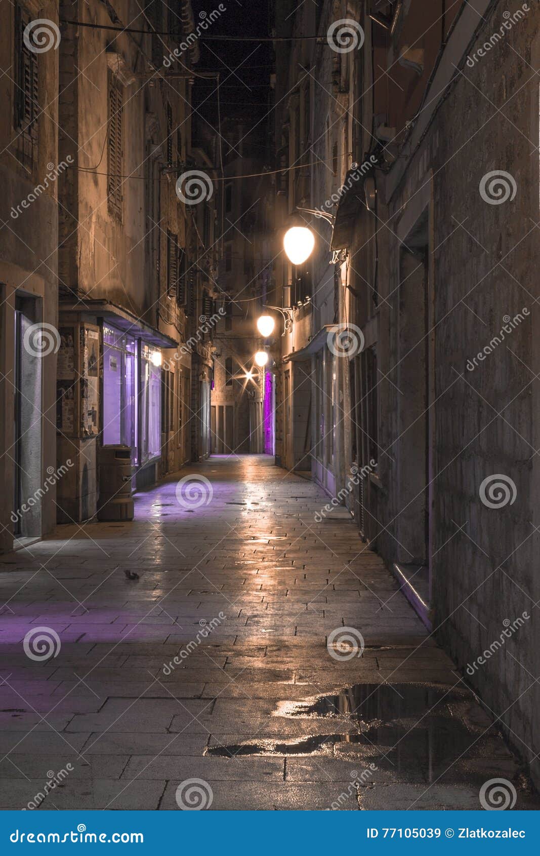 Empty alley in old town editorial stock image. Image of europe - 77105039