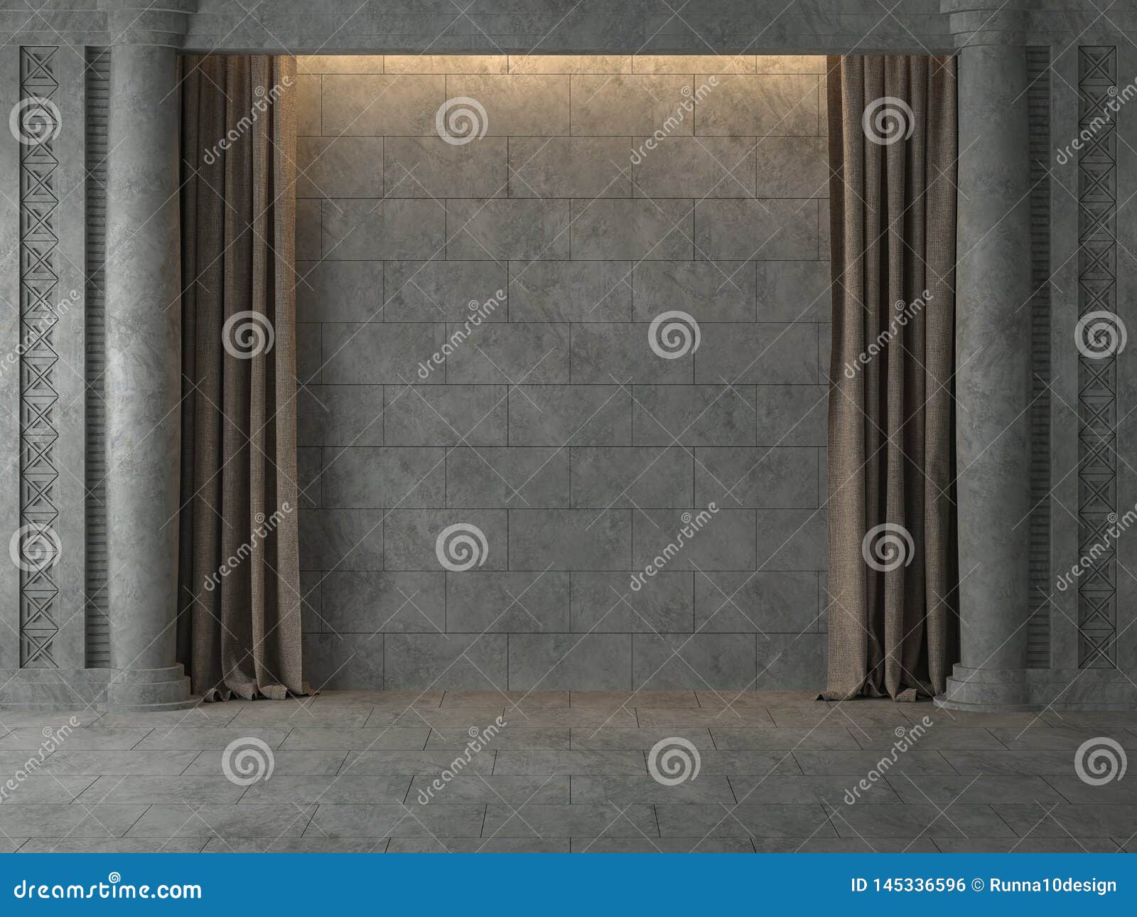 Empty Ancient Brick Wall With Leaves, Sunlight With Shadows, Background ...