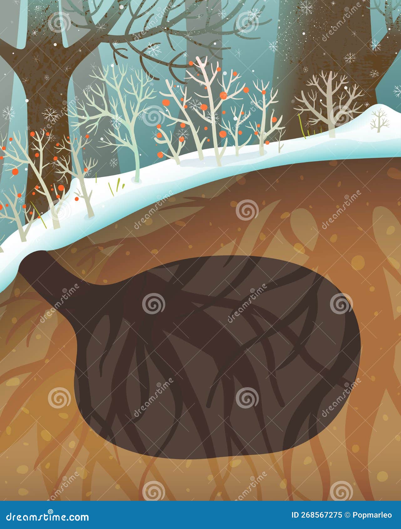 Empty Animal S Burrow Underground a Forest Stock Vector - Illustration ...