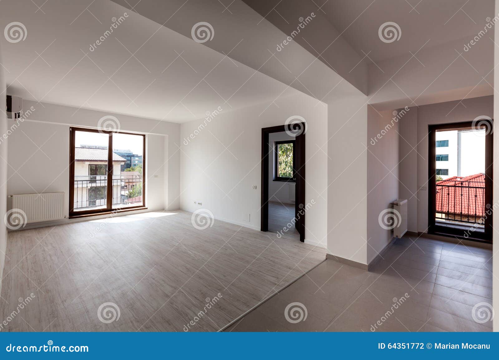 Empty apartment stock photo. Image of illumination, lifestyle - 64351772