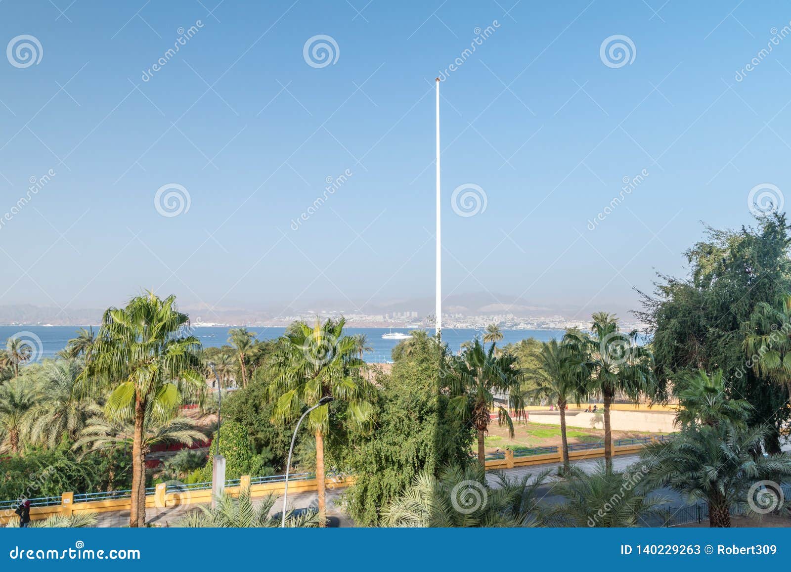 Empty Aqaba Flagpole in the Morning in Aqaba, Jordan Stock Image ...