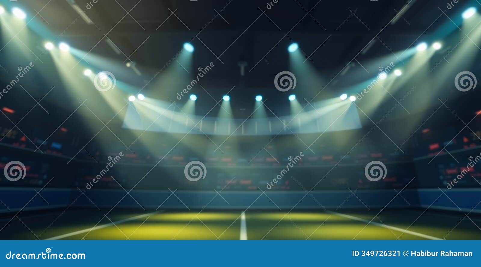 Empty Arena with Spotlights Shining Stock Illustration - Illustration ...